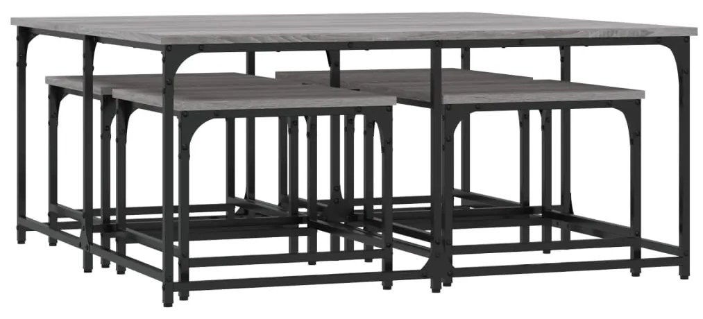 Hnízdové konferenční stolky 5 ks šedé sonoma kompozitní dřevo - Default Title
