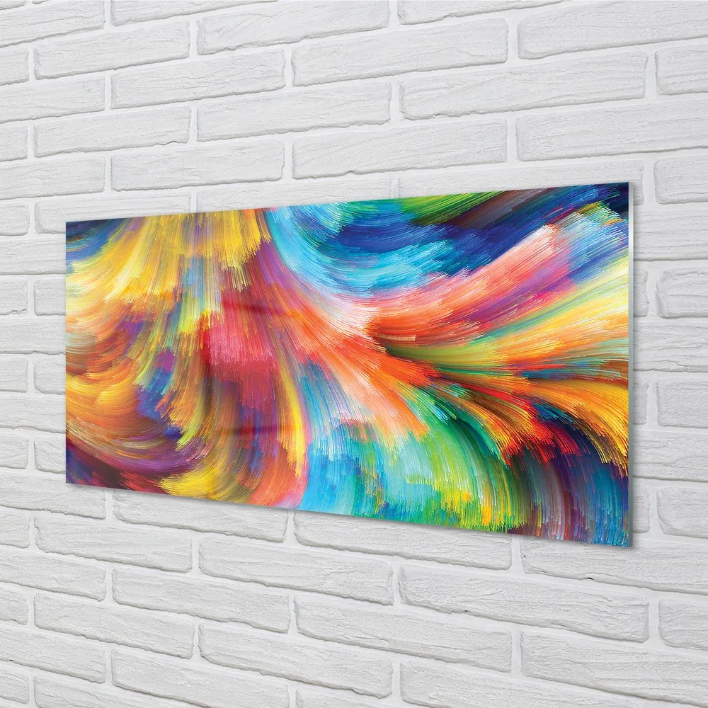 akrylový obraz Nepravidelné barevné proužky fraktály 125x50 cm