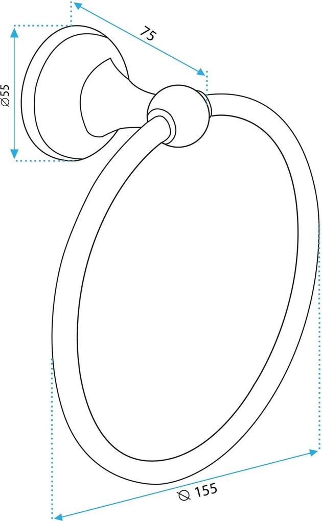Rea Tutumi, kulatý prstenový věšák na ručník 332867A, černá matná, REA-06922