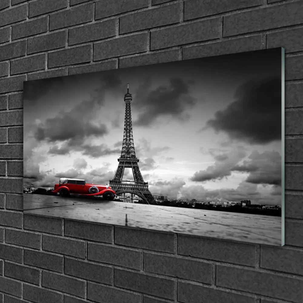 Obraz na skle Eiffelova Věž Architektura 100x50 cm