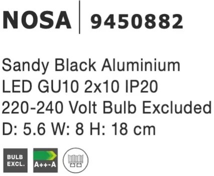 LED nástěnné svítidlo Nosa 56 černé