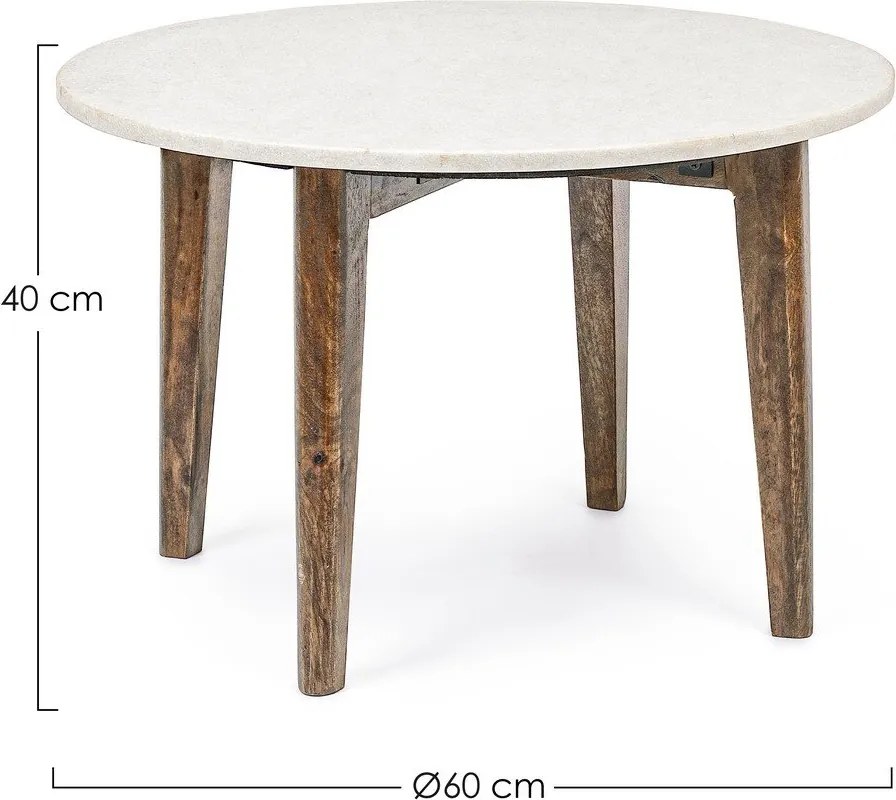 Bílý/v přírodní barvě kulatý konferenční stolek s mramorovou deskou ø 60 cm Sylvester – Bizzotto