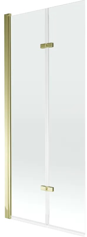 Mexen Castor, vanová zástěna 2-křídlová 80 x 150 cm, otočné křídlo, 6 mm čiré sklo, zlatý profil, 892-080-002-50-00