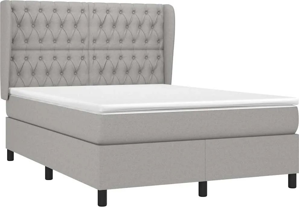 Box spring postel s matrací světle šedá 140 x 200 cm textil 3128205