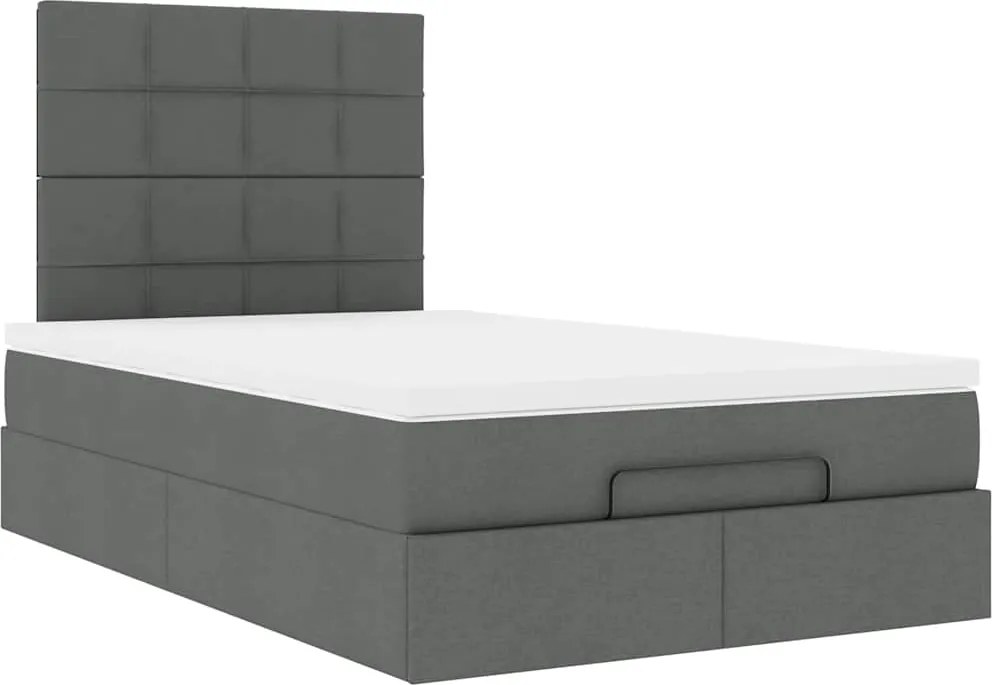 Osmanský rám postele s matrací tmavě šedá 120x190 cm textil 3313141