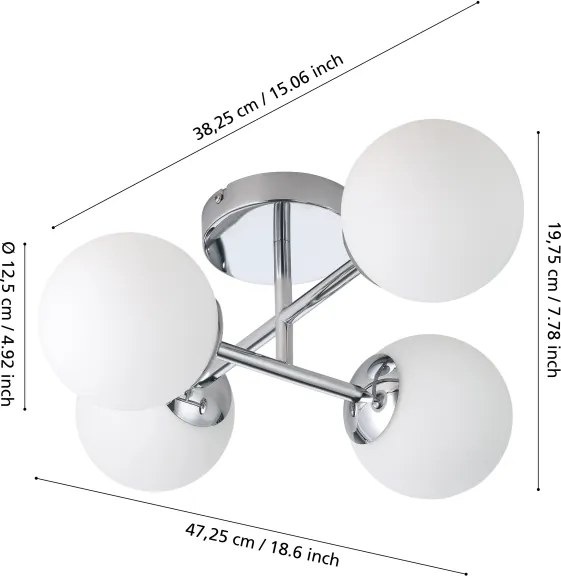 Eglo 902098 - LED Koup. přisazený lustr CASTROVIDO 4xG9/4,2W/230V IP44 chrom