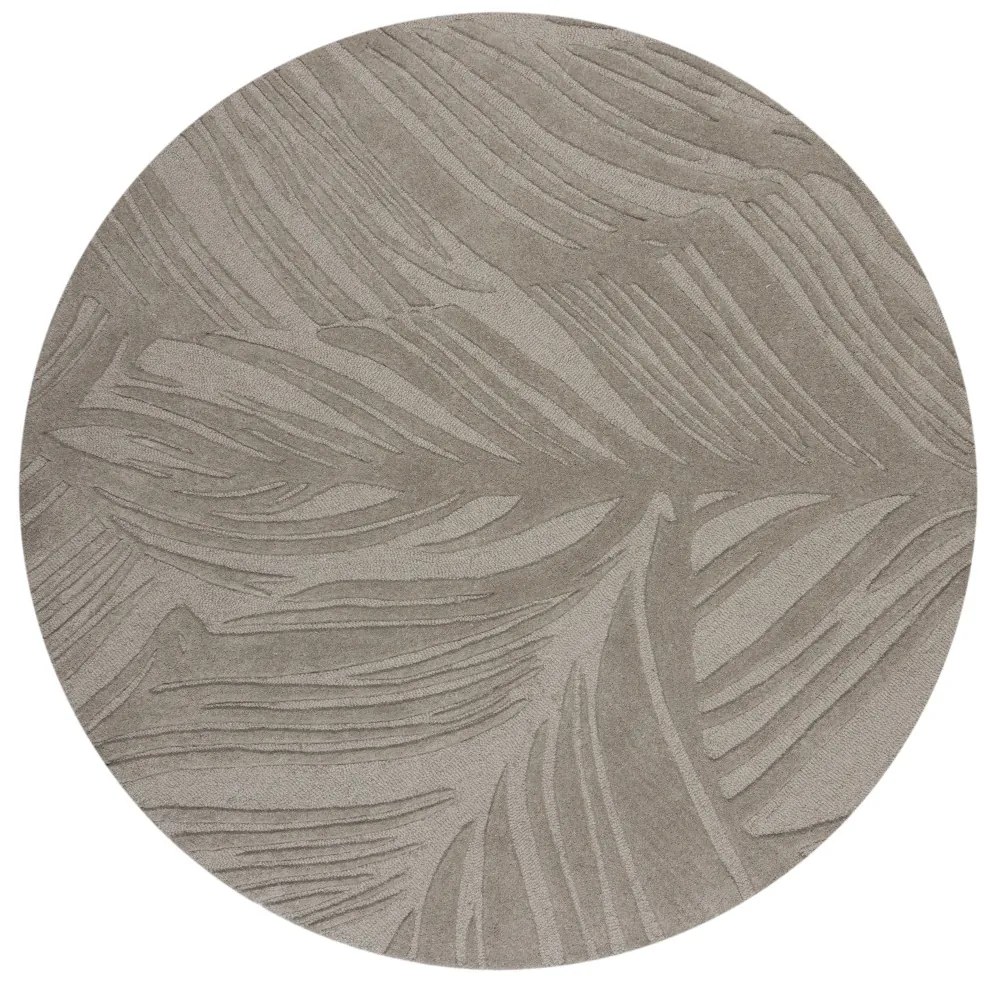 Flair Rugs koberce Kusový koberec Solace Lino Leaf Grey kruh Rozměry koberců: 160x160 (průměr) kruh