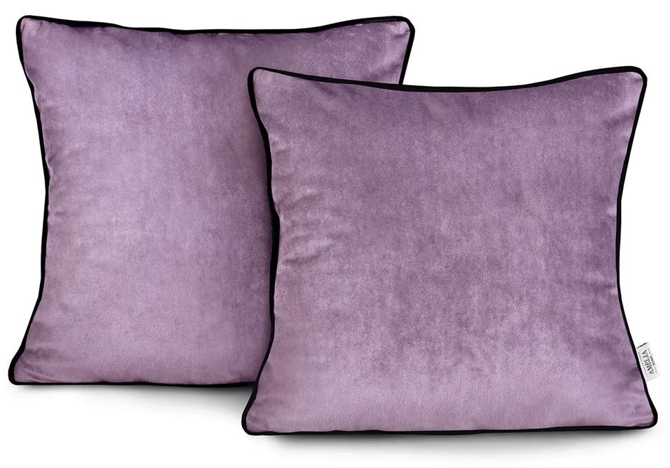 Povlaky na polštáře AmeliaHome Velvet Piping fialové/růžové