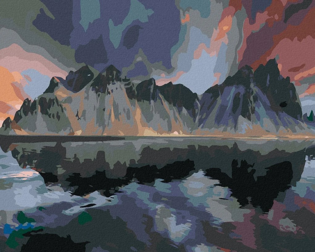 zuty zuty - malování podle čísel - hora vestrahorn na islandu, 40x50 cm, plátno