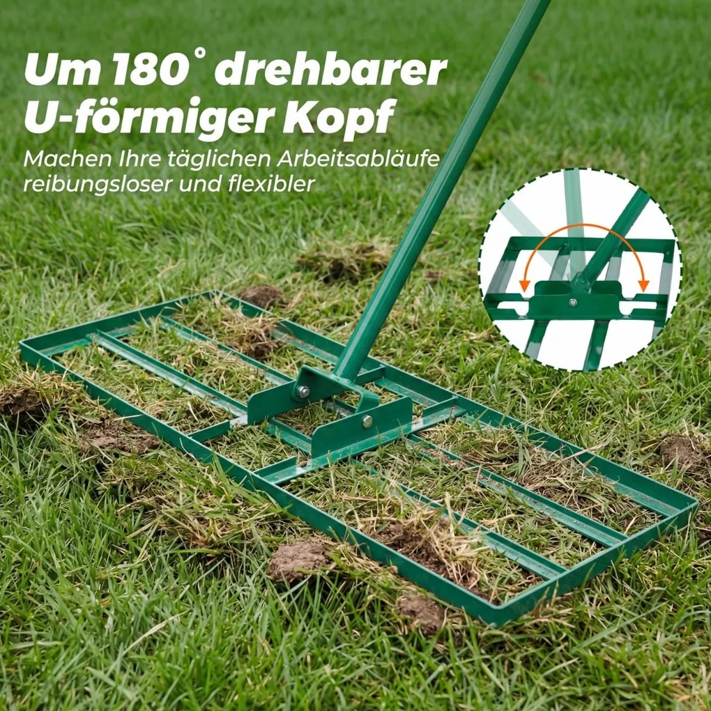 Costway Shrnovač trávníku s ergonomickou rukojetí na zem – 75 × 25 cm, zelený
