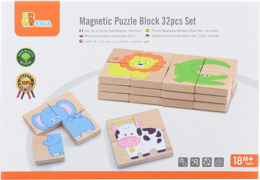 Dřevěné puzzle dřevěné magnetické puzzle - zvířátka