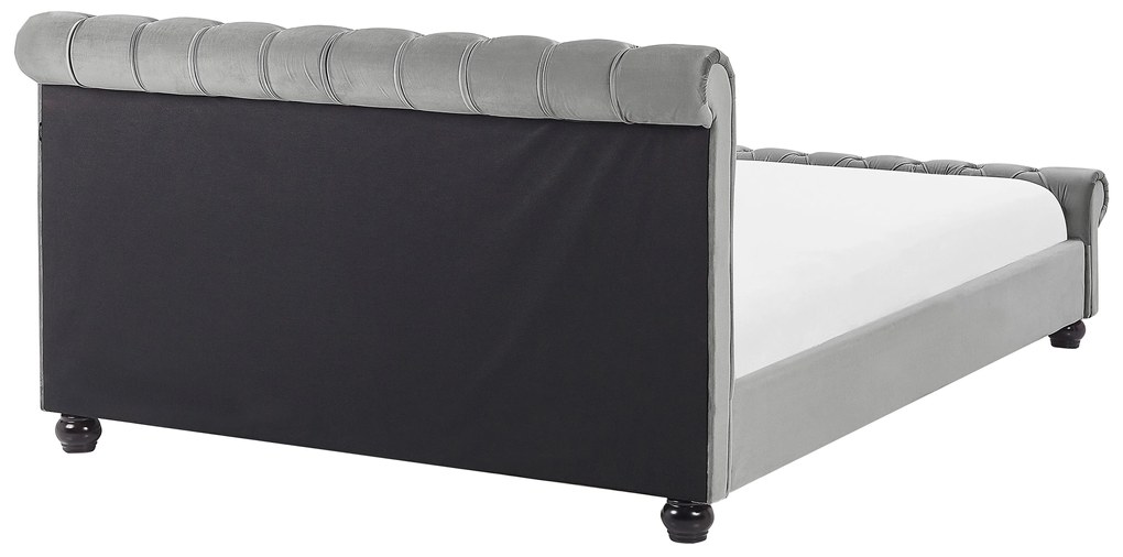 Sametová vodní postel 180 x 200 cm světle šedá AVALLON Beliani