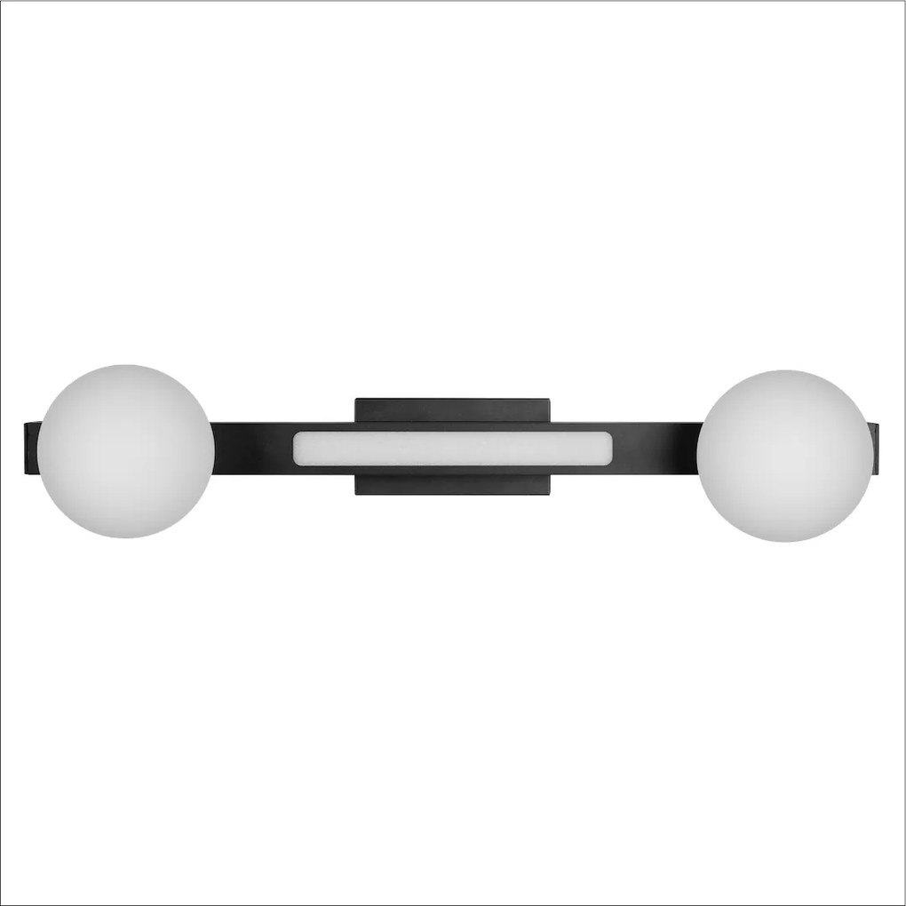Nástěnné svítidlo Magnet1, 2x bílé skleněné stínítko + 1x LED 13W, b