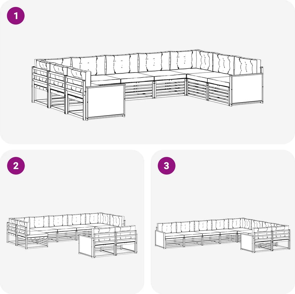Venkovní pohovková souprava 9 ks Přirozená a Krémová 3383833