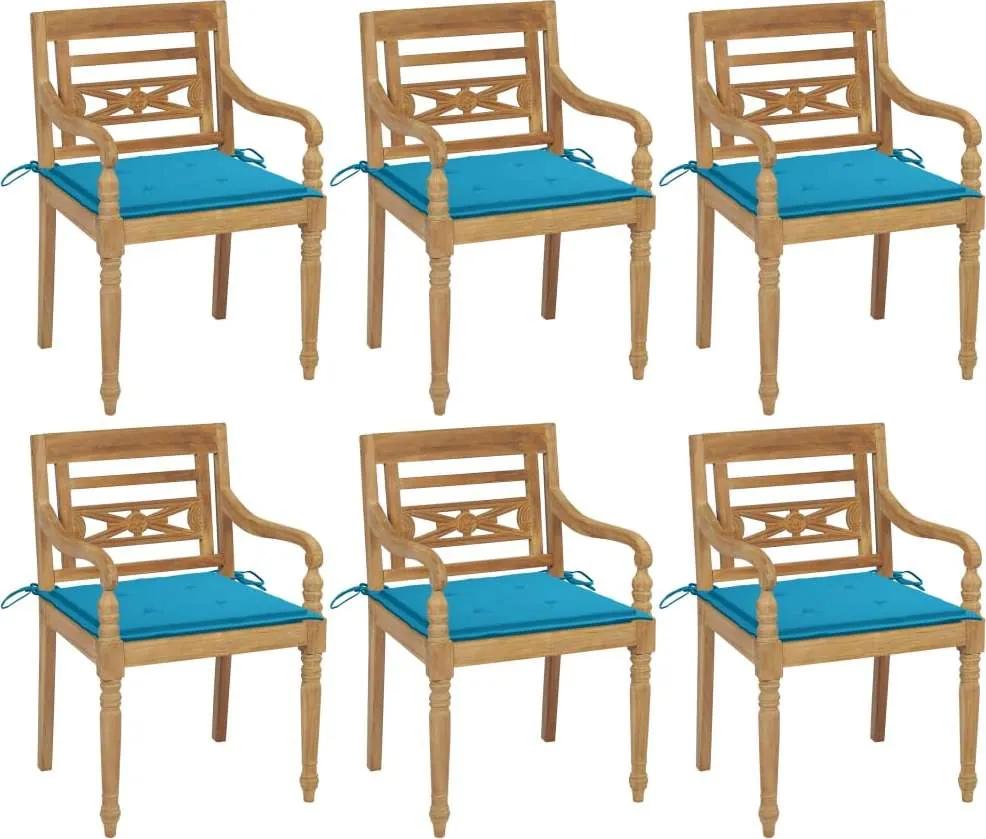 vidaXL Židle Batavia s poduškami 6 ks masivní teakové dřevo [3073323] Barva: Jasně zelená