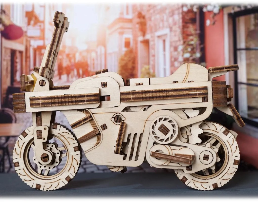 Ugears 3D dřevěné mechanické puzzle Skládací skútr