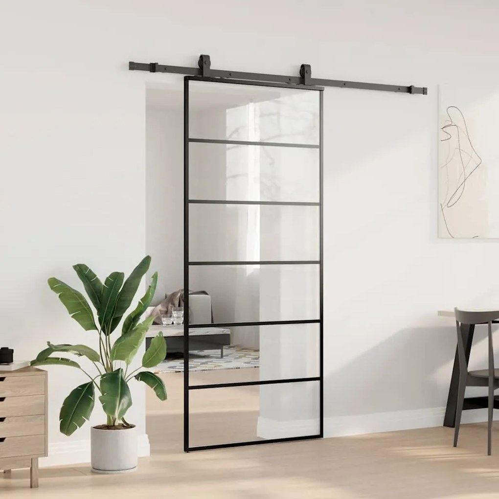 Posuvné dveře se sadou kování černé 90x205 cm ESG Glass 3375848