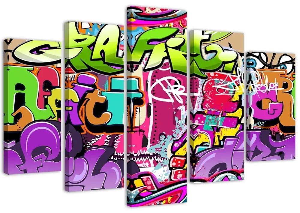 Obraz na plátně pětidílný Zneužívání graffiti - 150x100 cm