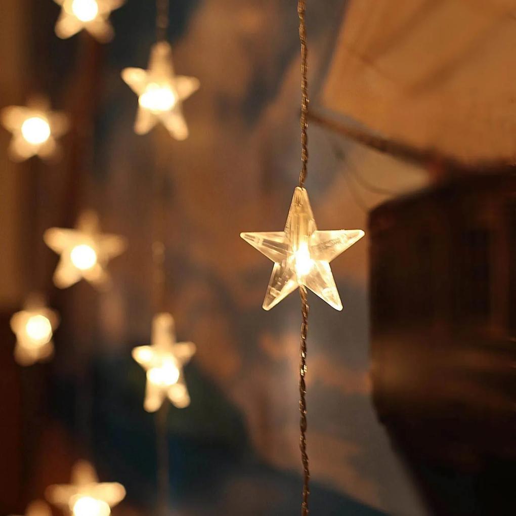 STAR TRADING Světelný řetěz-závěs s hvězdičkami, čirá barva, plast