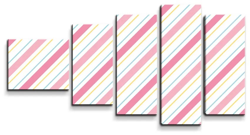 Sablio Obraz - 5-dílný Čtyřbarevné pruhy - 100x60 cm