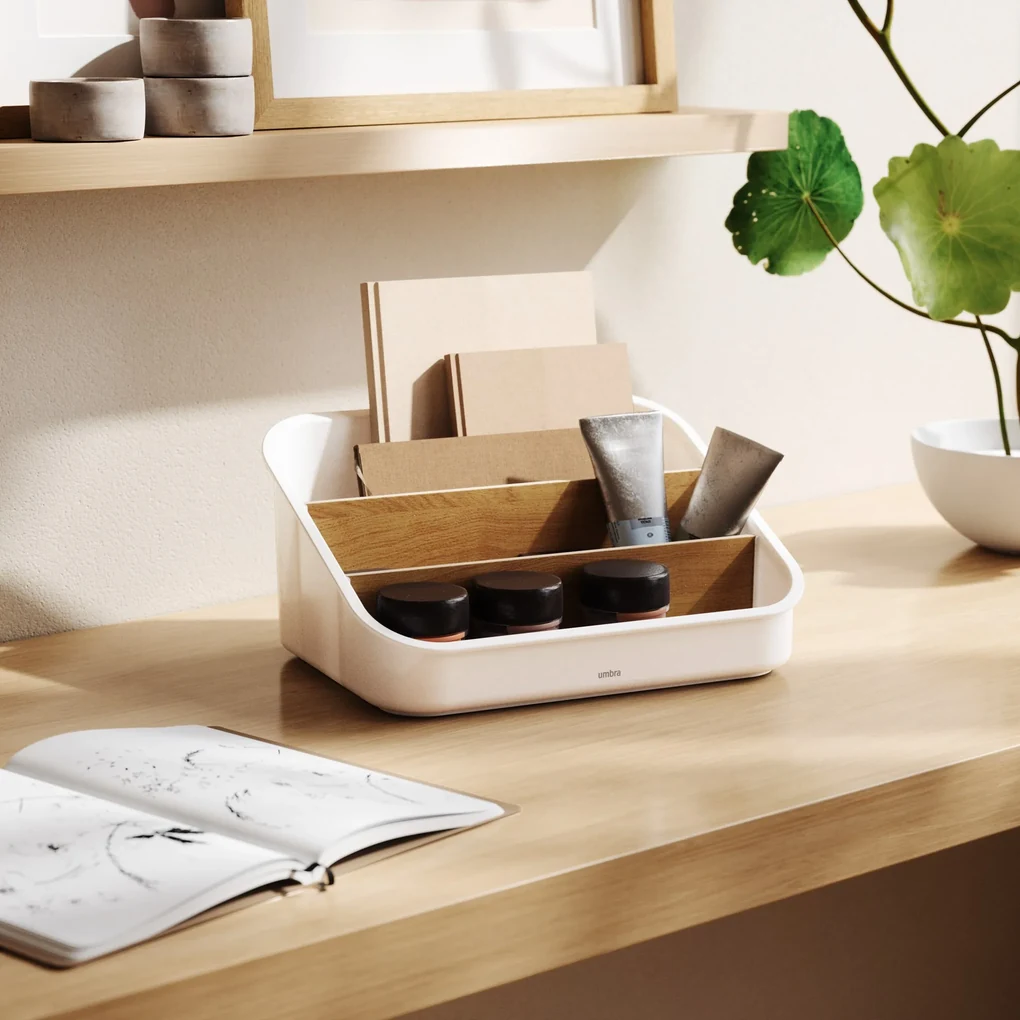 Umbra, Organizér s dřevěné příhrádky Bellwood Packet Organizer | bílá ...