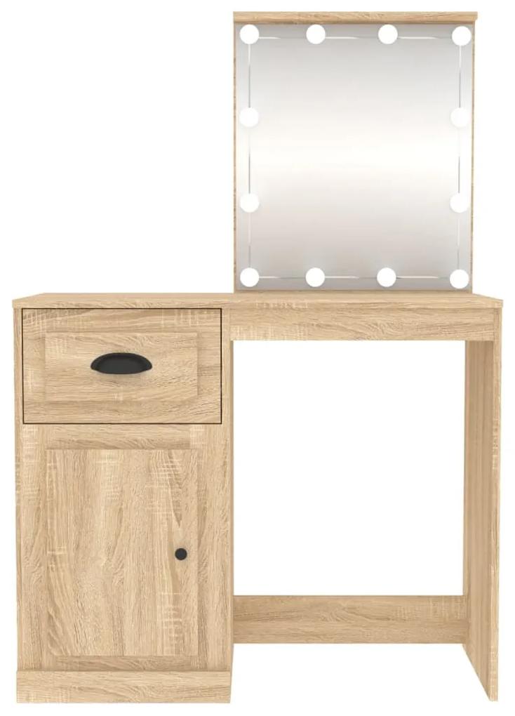 Toaletní stolek s LED dub sonoma 90 x 50 x 132,5 cm kompozit - Default Title