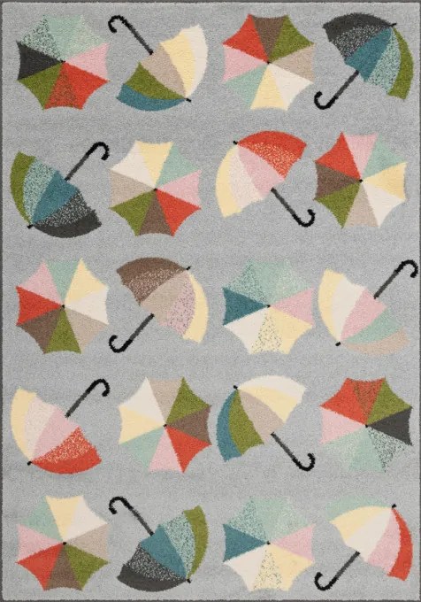 Koberec Funky Top Umbrellas světle šedý