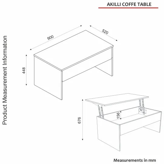 Rozkládací konferenční stolek AKILLI 44,8x90 cm bílá