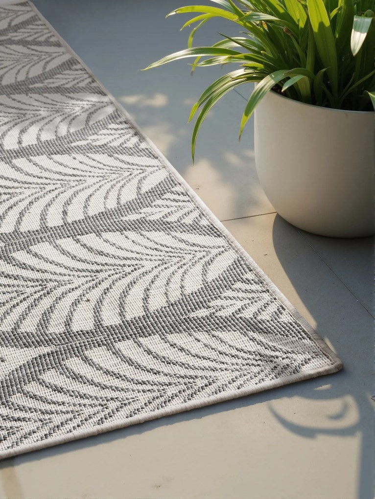 NORTHRUGS, Kusový koberec Duet Liora 106246 White/Gray - na ven i na doma, 160x230, šedá, chodba / předsíň