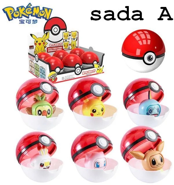 Pokémoni měnící obličeje s Pokeballem, sada 6 ks (s krabicí) Set: sada A