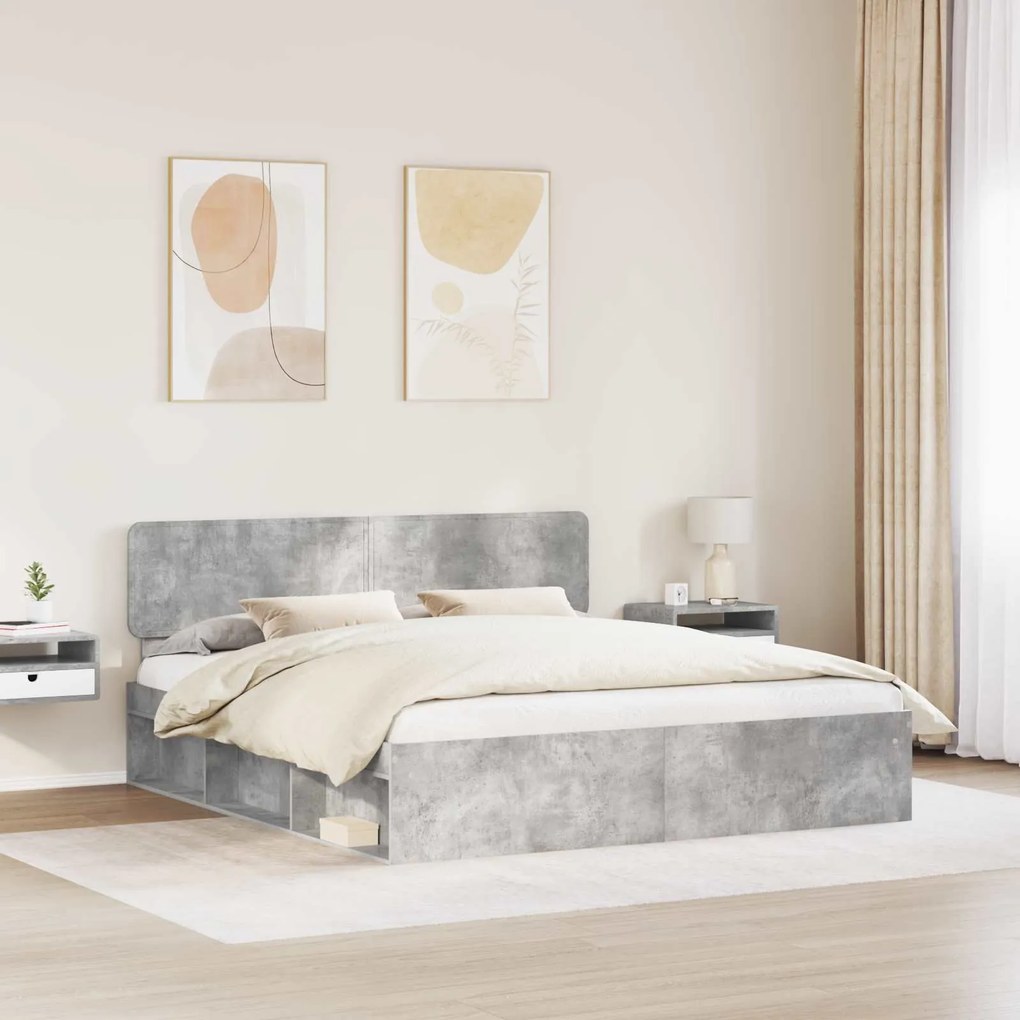 Rám postele s čelo Beton 180 x 200 cm Masivní borové dřevo 3412045