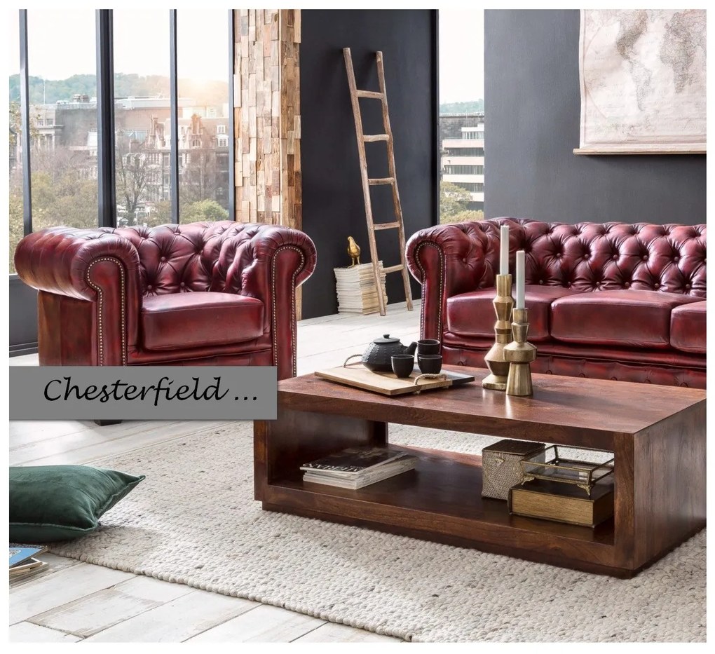 FN Sedací souprava Chesterfield Lord 3+2+1 kůže bordó