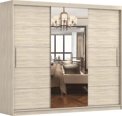 IDZ Šatní skříň ALBA I A se zrcadlem, 250 cm Barva dřeva: Dub Artisan + Bílá
