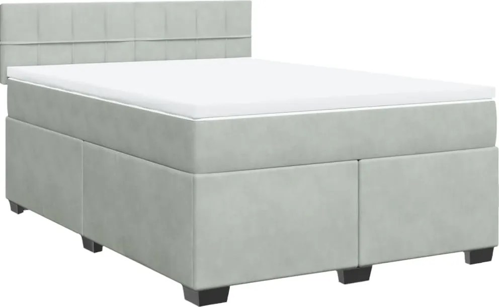 Box spring postel s matrací světle šedá 160x200 cm samet 3286354