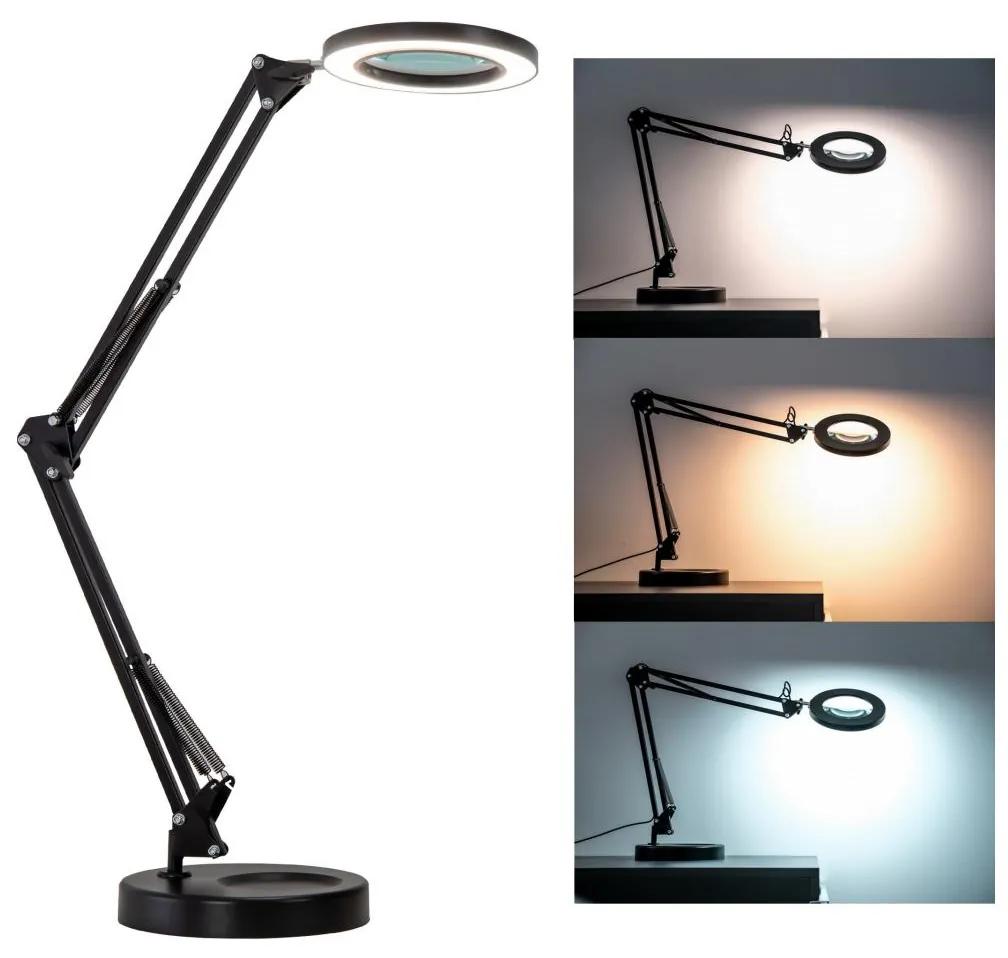 Brilagi Brilagi - LED Stmívatelná stolní lampa s lupou LED/12W/5V 3000/4200/6000K černá BG0616