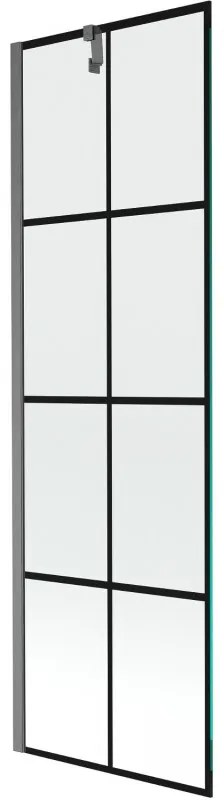 Mexen Next, 1-křídlová vanová zástěna 60 x 150 cm, 6mm čiré sklo - černý vzor, broušený grafit, 895-060-000-00-77-66