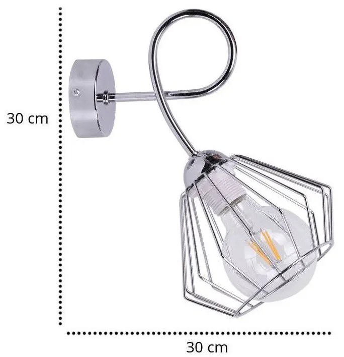 Nástěnné svítidlo Nuvola 8, 1x chromové drátěné stínítko, ch