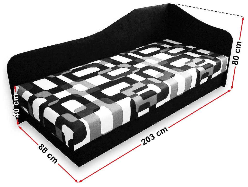 Jednolůžková postel (válenda) 80 cm Lady 87 (Fialová 49 + Gusto 10) (P). 793110