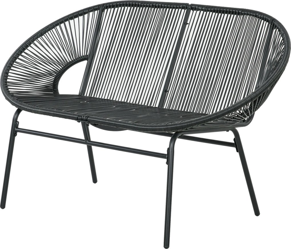 Rattansessel Relaxsessel im Boho-Stil, 132 cm x 72 cm x 83 cm, Schwarz