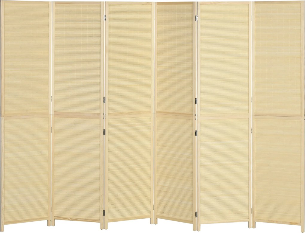 HOMCOM Bambusový pokojový paravan 6 panelů 270 x 180 cm skládací dělicí stěna - Přírodní | Aosom
