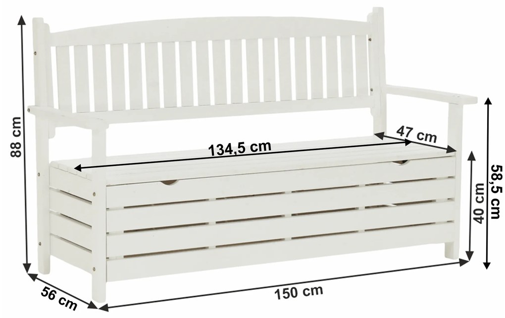 Zahradní dřevěná lavička AMULA 150 cm, bílá