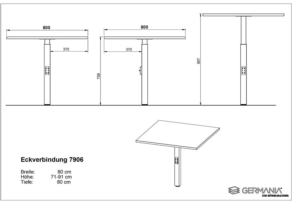 Polohovací pracovní stůl 200x240 cm Agenda – Germania