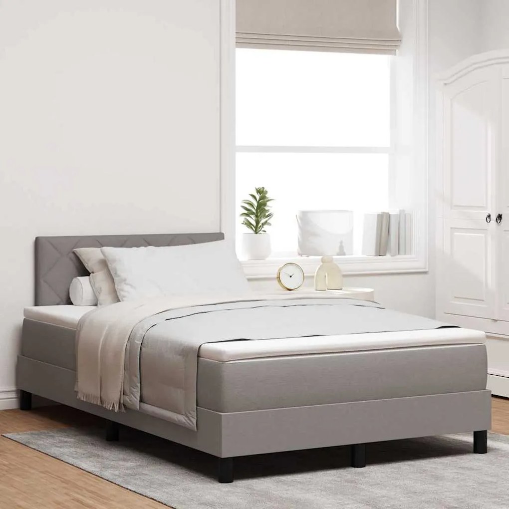 Postel s boxspringem s čelo Taupe 120 x 200 cm textil 3338759