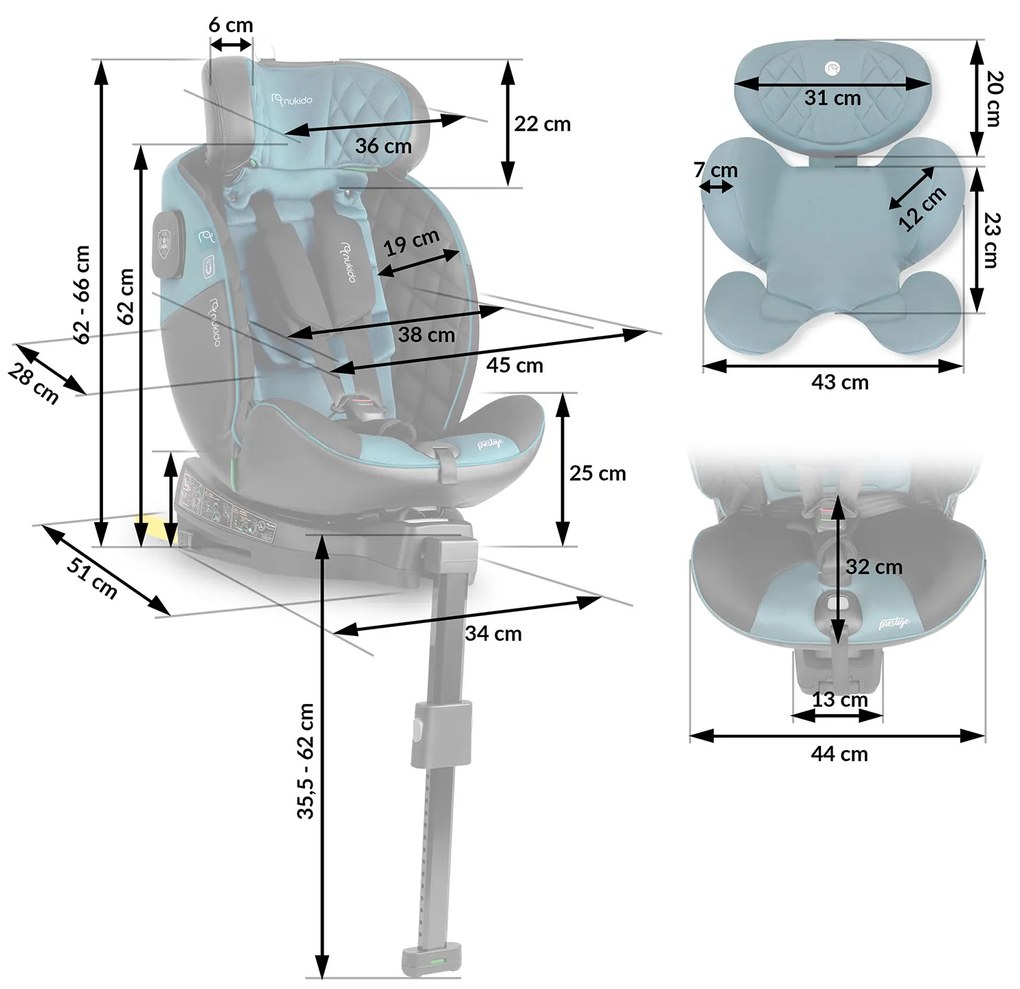 Dětská autosedačka Nukido Prestige Line černá-modrá 0-36 kg ISOFIX