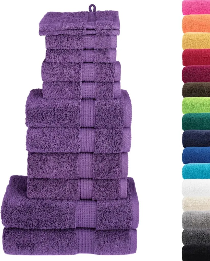 12dílná sada ručníků Premium SOLUND fialová 600 g/m² 137579