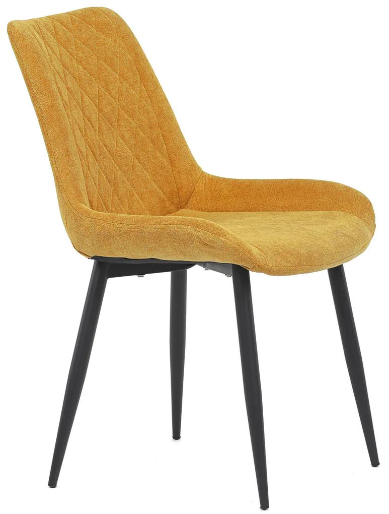 AUTRONIC Jídelní židle, žlutá látka, černý kov