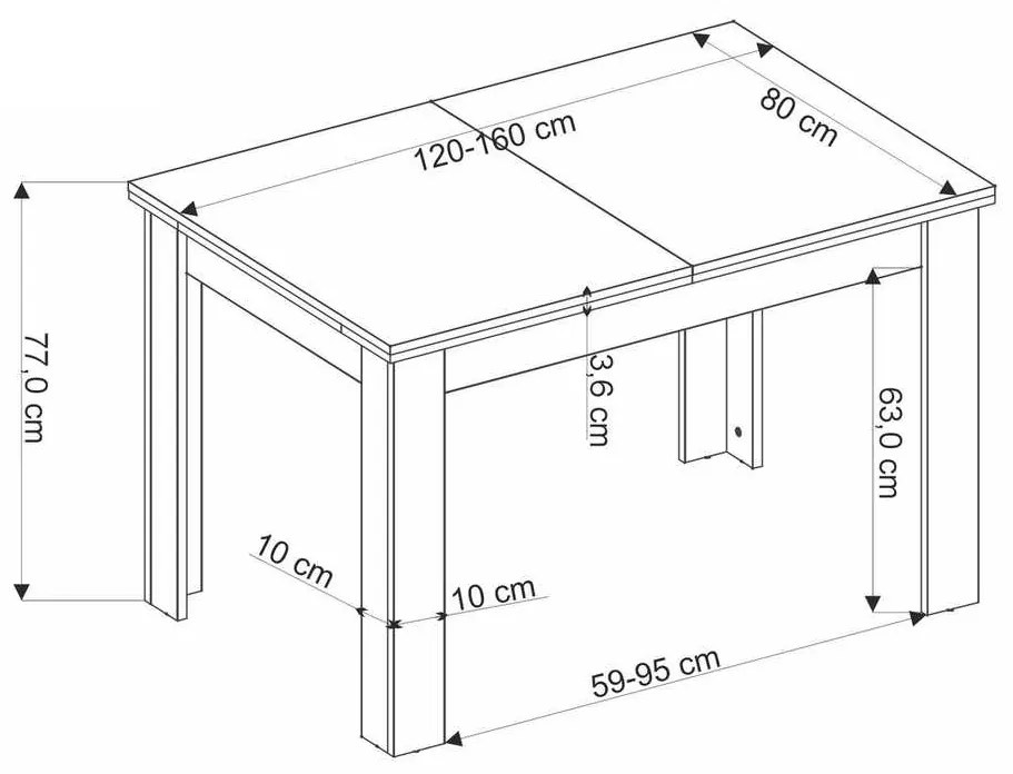 Jídelní stůl Aseado, dub artisan / černá