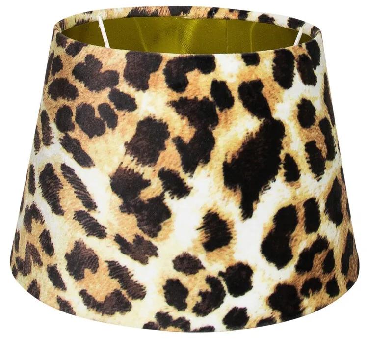 Sametové stínidlo s motivem leopardí kůže a zlatým vnitřkem - 18*25*h16cm