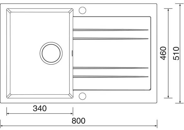 Sinks Grande 800 Granitový dřez s odkapem oboustranné provedení, 80x51cm, granblack, SIGGR80051030