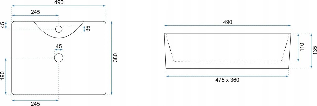 Rea Kelly umyvadlo, 49 x 38 cm, imitace kamene-mramor, REA-U5052